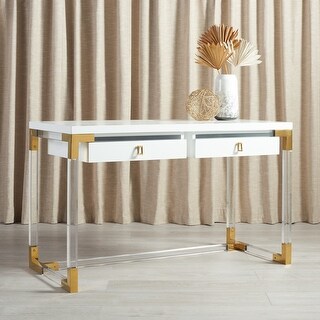 SAFAVIEH Couture Blandine Acrylic Desk - White / Gold - Bed Bath ...