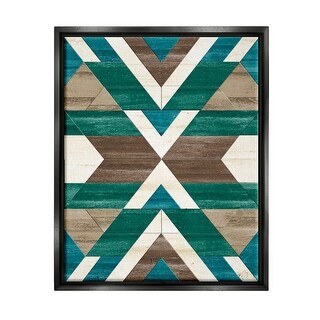 Stupell Green Aztec Geometric Pattern Floater Canvas Wall Art by Erica ...
