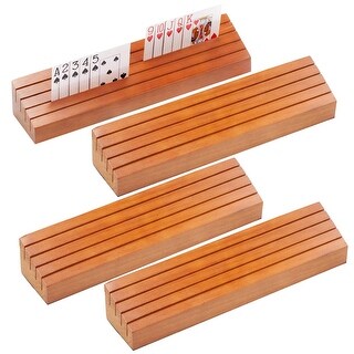 GSE™ Set of 4 Wooden Playing Card Holders, 14" Card Game Trays/Racks ...