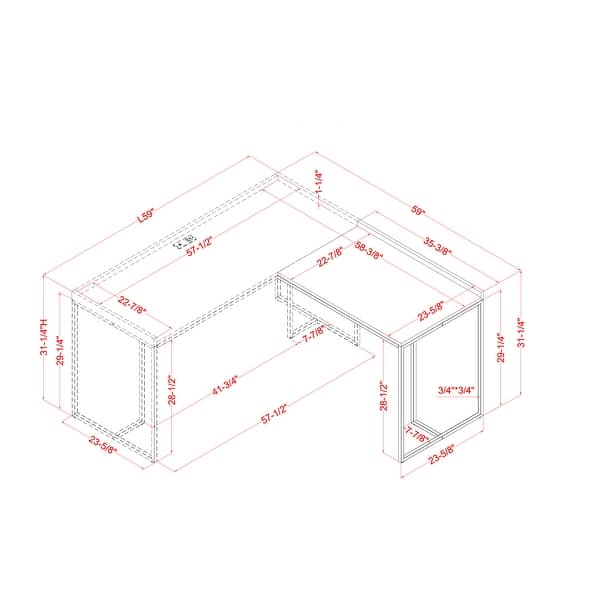 Magnus Industrial 59-inch Metal L-Shape Computer Desk with USB by ...