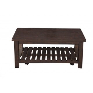 HomeRoots 42" Espresso Solid Wood Rectangular Distressed Coffee Table ...
