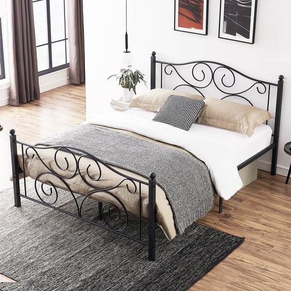 Graceful Scroll Black Iron Bed Frame - Bed Bath & Beyond - 30546661