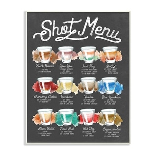 Stupell Shot Menu Drink Recipes Fun Watercolor Styling Wood Wall Art ...