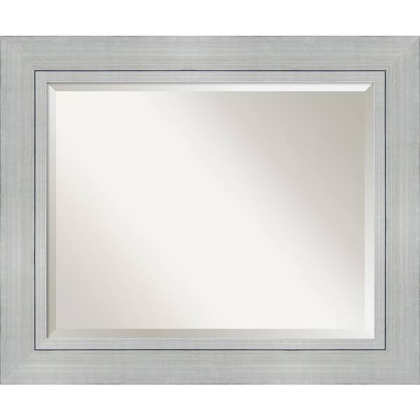 Beveled Wood Bathroom Wall Mirror - Romano Silver Frame - Outer Size ...