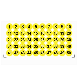 Round Number Stickers 25mm Number 1-50 Self Adhesive PVC Label Black ...