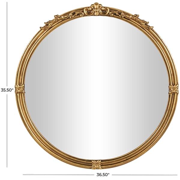 Gold Metal Layered Frame Scroll Room Wall Mirror with Floral Accents ...