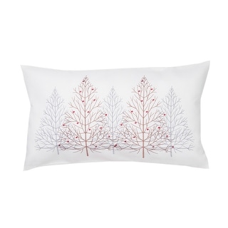 Festive Trees Embroidered Christmas Pillow, 12 by 20-Inch, White - Bed ...