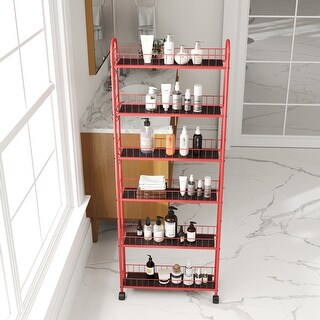 6-Tier Rolling Cart Gap Kitchen Slim Slide Out Storage Spice Racks ...
