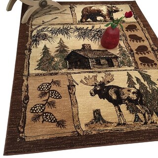 Lodge King Patchwork Rustic Bear Area Rug - On Sale - Bed Bath & Beyond ...