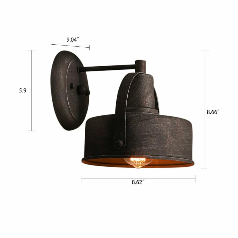 Rustic Black Wall Sconce with Shade Waterproof Sconces - 8.62'' - Bed ...