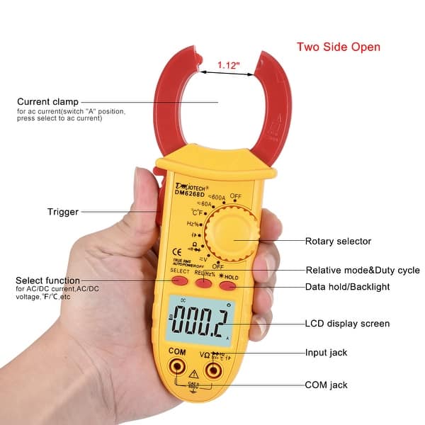 Mini Multimeter AC DC Ammeter Voltage ACV DCV Capacitance Clamp Meter ...