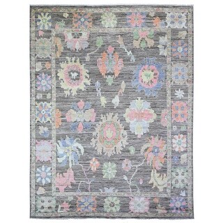 Forbes Gray, Afghan Oushak Large Leaf Design with Pop Of Colors, Hand ...