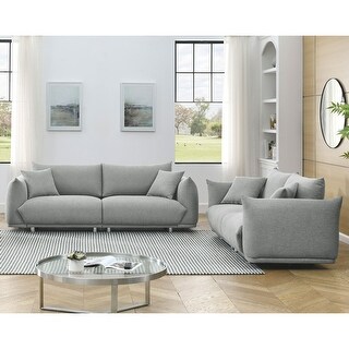 Futon Sofa Sets Thick Seat Loveseat 5-seat Sofa w/ Pillows, Grey - Bed ...