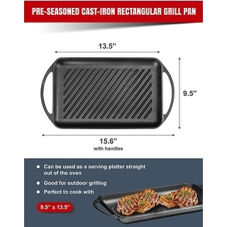 Enameled Cast Iron Rectangular Grill Pan with Loop Handles - Bed Bath ...