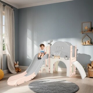 Kids Slide Playset Structure 7 in 1,Freestanding Spaceship Set w/Slide ...