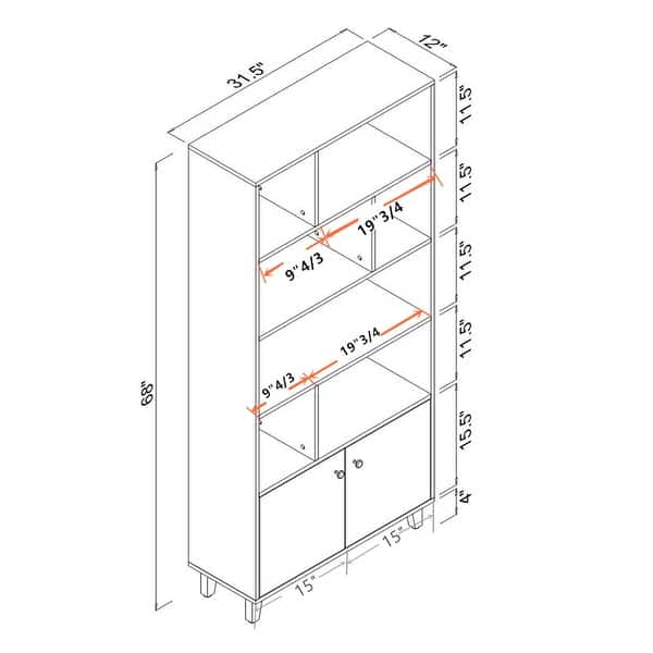 Wooden 8-shelf Storage Bookshelves Standard Display Bookcase - Bed Bath ...