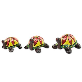 Novica Handmade Flower Turtles Ceramic Sculptures (Set Of 3) - Bed Bath ...