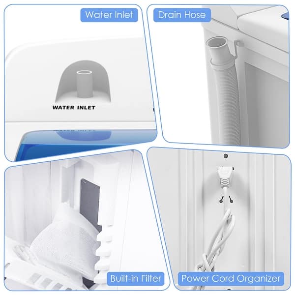 Costway Portable Mini Compact Twin Tub 20lb Washing Machine Washer ...