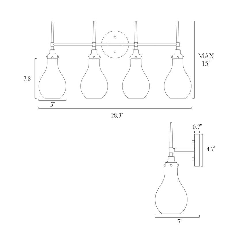 Synia Modern Glam 4-Light Bathroom Vanity Lights Globe Wall Sconce Lamp ...