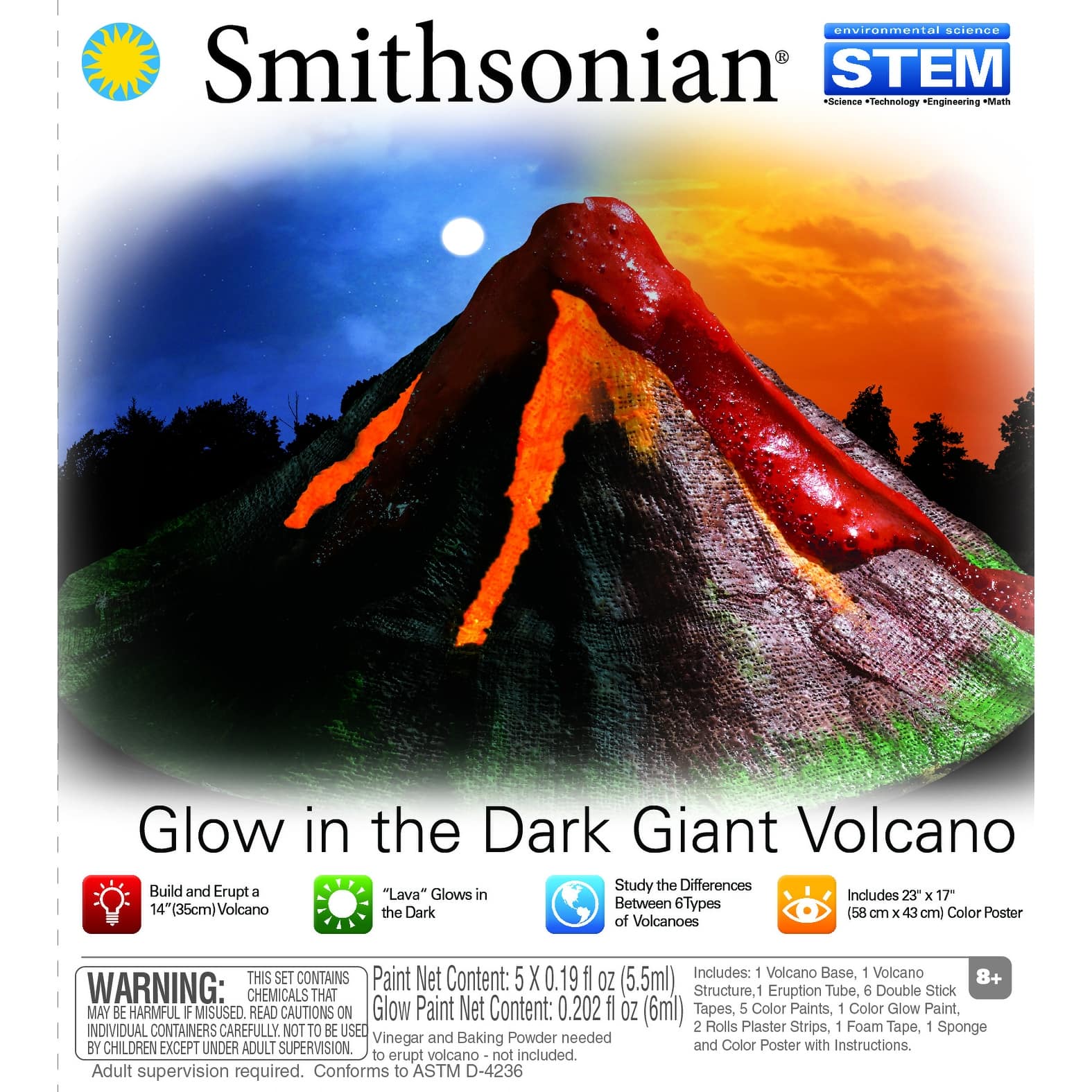Smithsonian Giant Volcano Science Kit with Glow-in-the-Dark Lava - Bed ...
