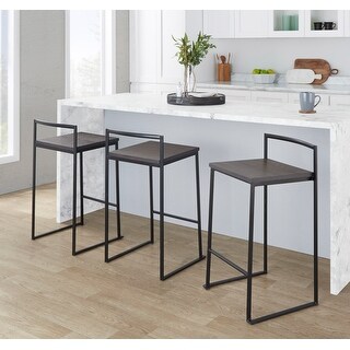 Carbon Loft Forrest Stackable Counter Stool with Wood Seat (Set of 3 ...