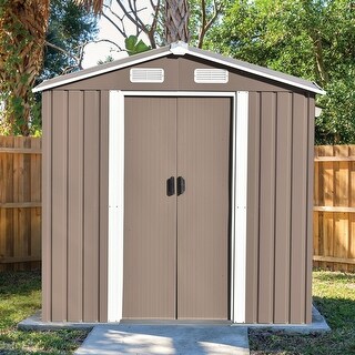 6ft x 4ft Outdoor Storage Shed with Vents & Metal Frame, All-Weather ...