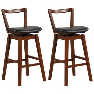Gymax 30'' Barstools Set of 4 Upholstered Bar Height Chairs PU Leather ...