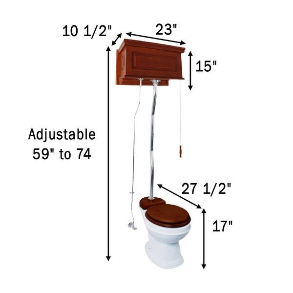 Light Mahogany High Tank Pull Chain Toilet Raised Hight Tank with ...