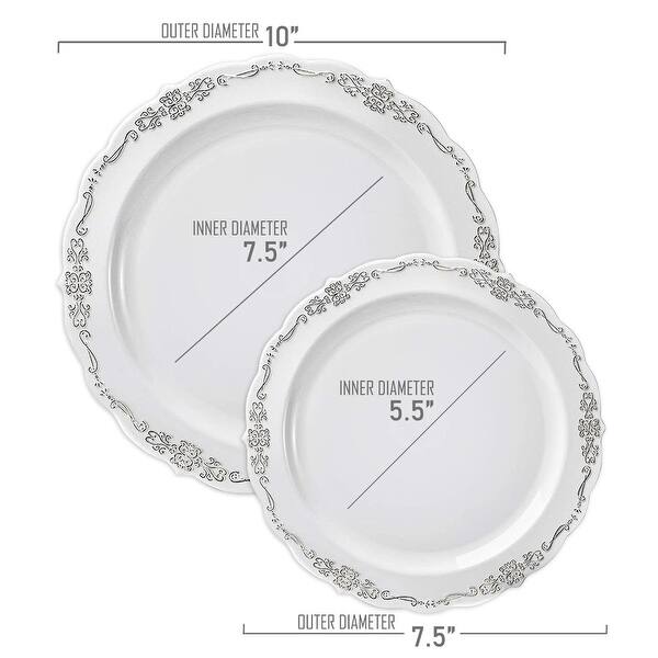 Vintage Rim Round Disposable Plastic Plate Packs - Party Supplies - On ...