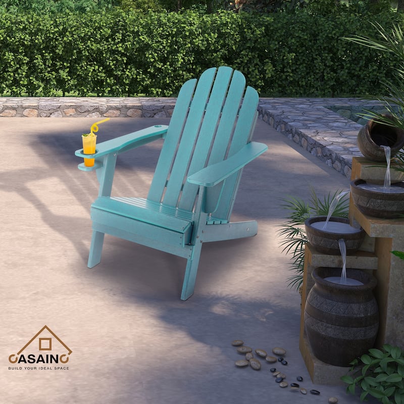 Casainc Traditional Curveback Plastic Patio Adirondack Chair With Cup