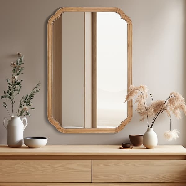 20" x 30" Rounded Corners Arch Rectangle Wall Mirror Natural Color - 20 ...