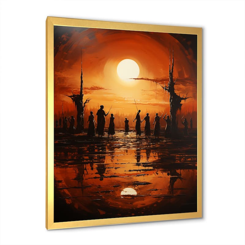 Designart "Native Orange Sunset On Tribal Rhythms I" Native American ...