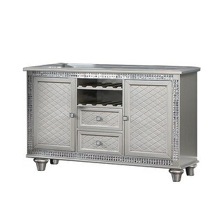 Neil 55 Inch Sideboard Buffet Cabinet Console, 2 Doors, Crystal, Silver ...