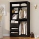 Qvella 36" Freestanding Closet System With 3 Drawers and 2 Hanging Rods ...