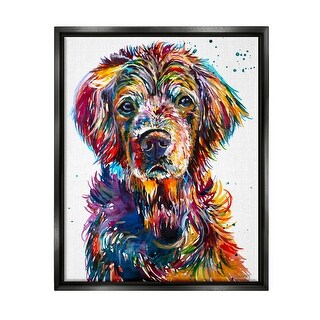 Stupell Vivid Dog Face Pet Portrait Framed Floater Canvas Wall Art by ...