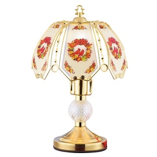 Gold-Tone Touch Base Cardinal Wreath Table Lamp - Gold - 10.5 x 15.75 x ...