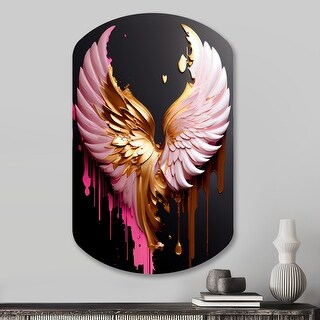 Designart - Pink,Gold And Black Angel Wings I - Wings Angel Metal Wall ...