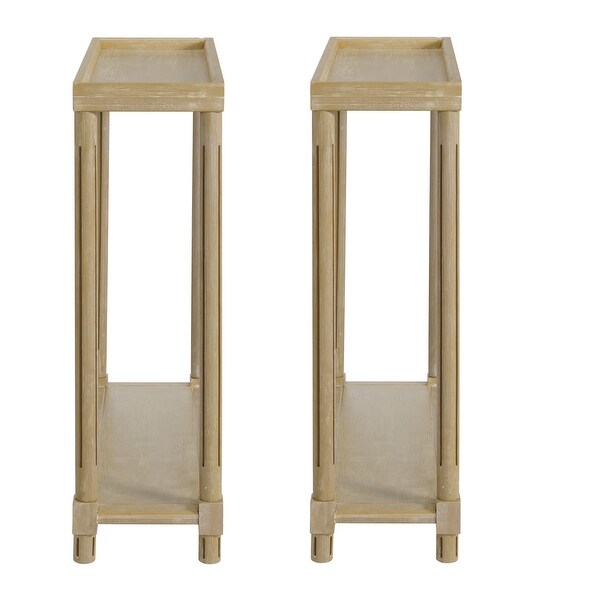 New Ridge Home Goods Harrison Narrow Side End Tables with Shelf Set of 2 Distressed Oak