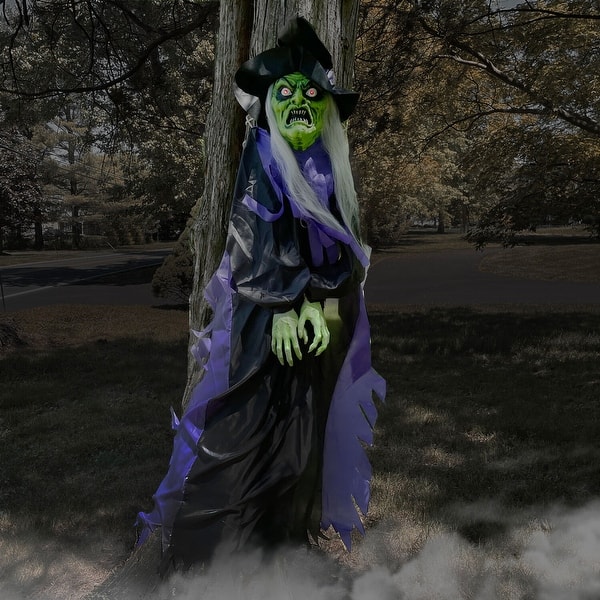 Haunted Hill Farm Cleo the Talking Witch Tree Hugger with Light-Up Eyes ...