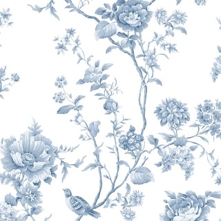 Martha Stewart Floral Vine Porcelain Blue Wallpaper - Bed Bath & Beyond ...