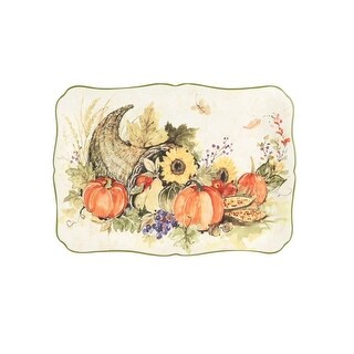 14" Cornucopia Rectangular Fall Harvest Serving Platter - Bed Bath ...
