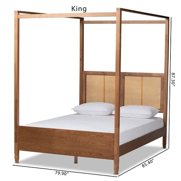 Malia Modern and Contemporary Synthetic Rattan Canopy Bed - Bed Bath ...