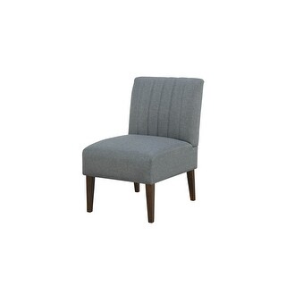 Paula 30 Inch Accent Chair, Gray Fabric, Channel Tufted Back, Brown ...