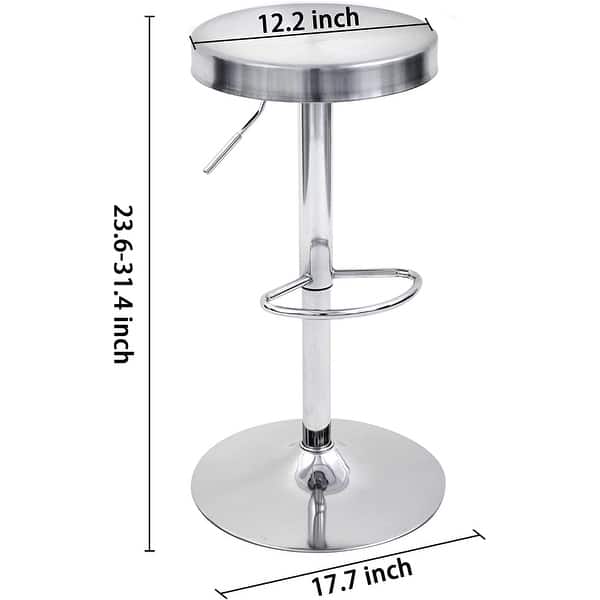 Swivel Adjustable Height Barstool with Footrest, Set of 2,Silver - Bed ...
