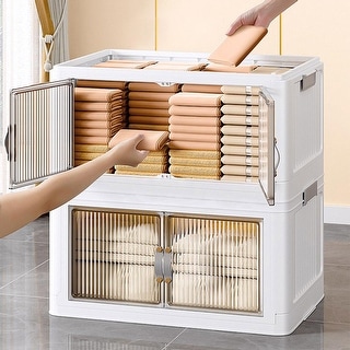2-layer Stackable Storage Bins with Lids and Doors - Bed Bath & Beyond ...
