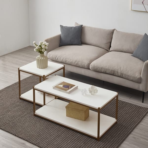 Caffoz Tall Center Table Coffee Table with Storage Shelf - On Sale ...