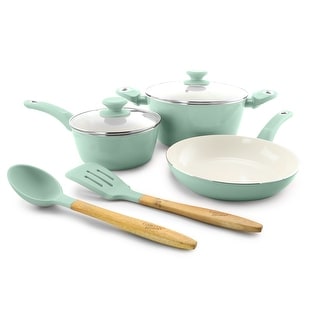 7 Piece Essential Core Aluminum Cookware Set in Sky Blue - Bed Bath & Beyond - 35275423