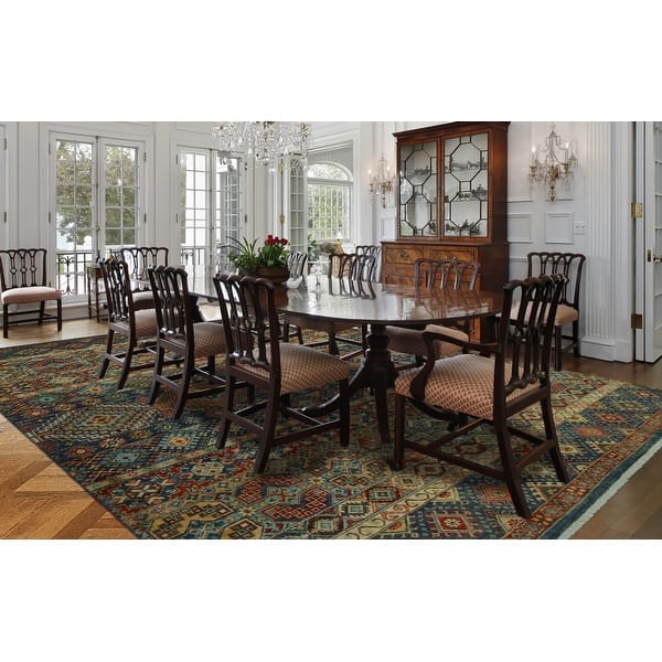 Handmade Aria Sterling Blue-Grey/Red Rug - 8'0" x 10'2" - Bed Bath ...