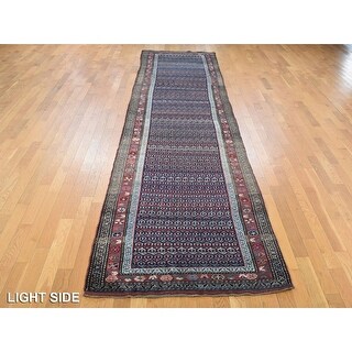 Shahbanu Rugs Blue Antique Kirdish Bejar Repetitive Design Pure Wool ...