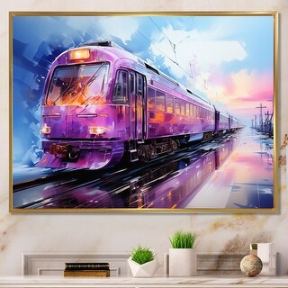 Designart "Abstract Train Translucent Rhythms IV" Transportation Framed ...